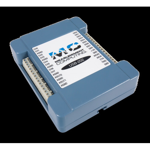 MCC USB-202 12-bit, 100 kS/s Single Gain Multifunction USB DAQ Device ...