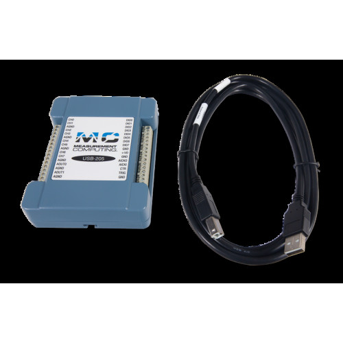MCC USB-205 12-bit, 500 kS/s Single Gain Multifunction USB DAQ Device ...
