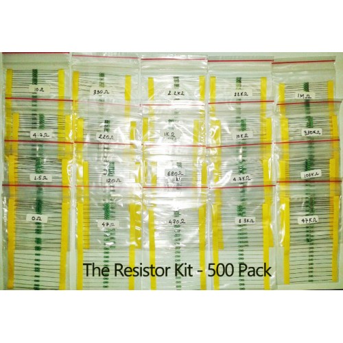 Resistor Kit - 500 Pack (1/4 W) at MG Super Labs India